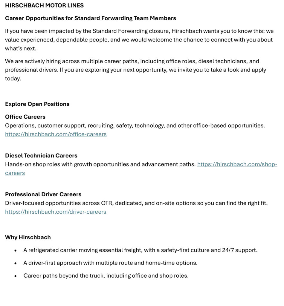 Opportunities – Standard Forwarding Closure – The American Job Center ...